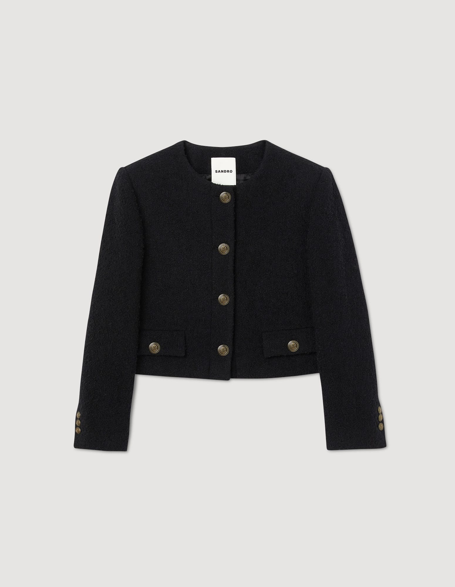 SANDRO Cropped Bouclé Wool Jacket | endource