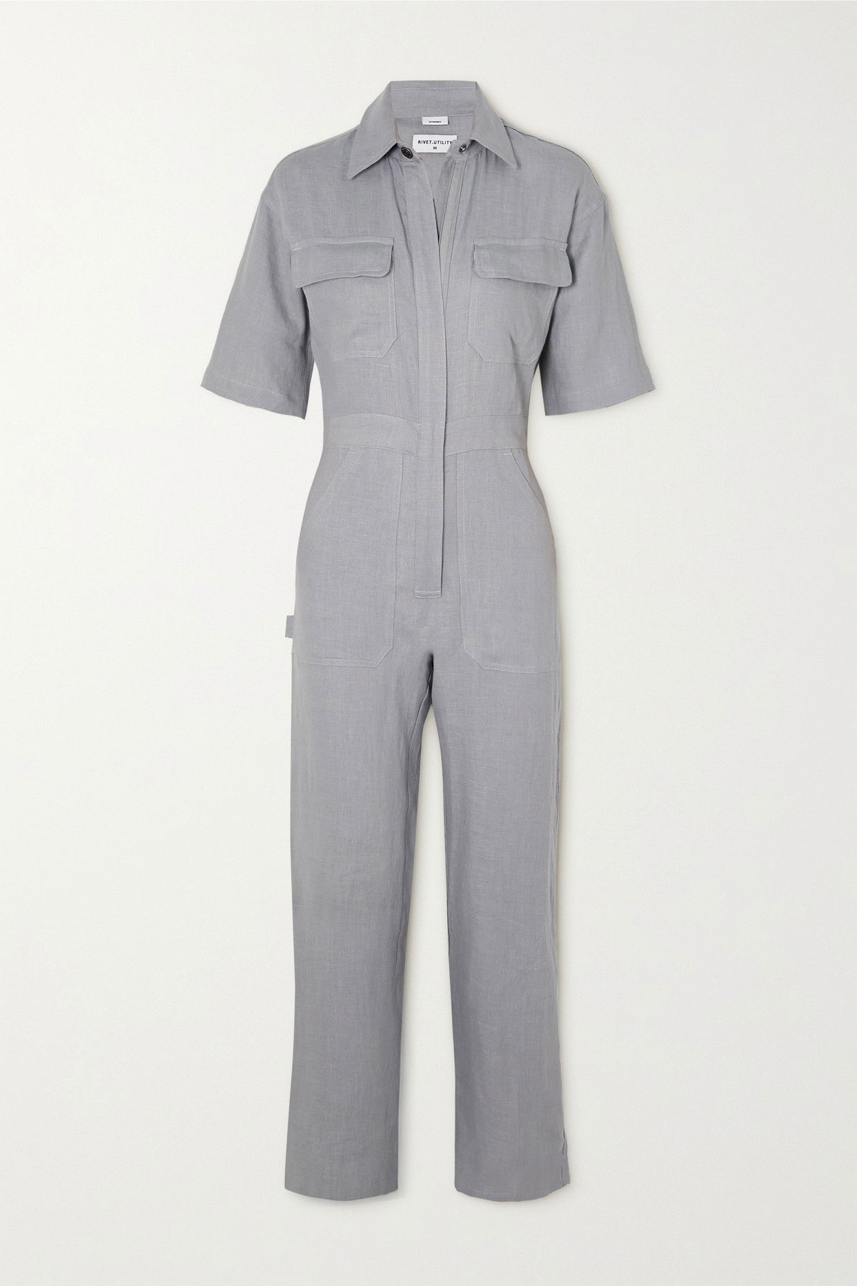 RIVET UTILITY Dynamo Linen Jumpsuit in Gray | Endource