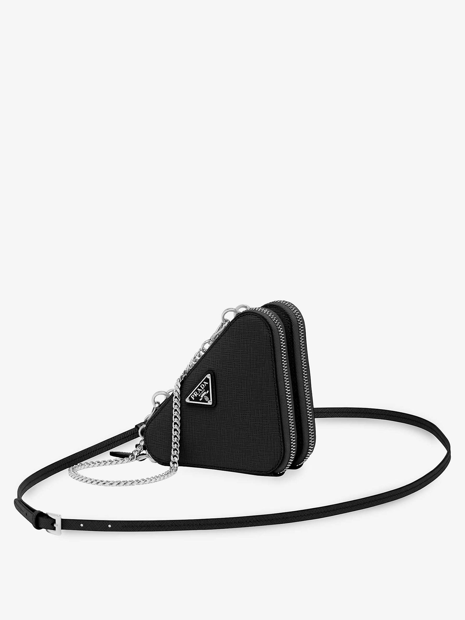 PRADA Triangle-Shaped Mini Leather Cross-Body Bag in BLACK | Endource