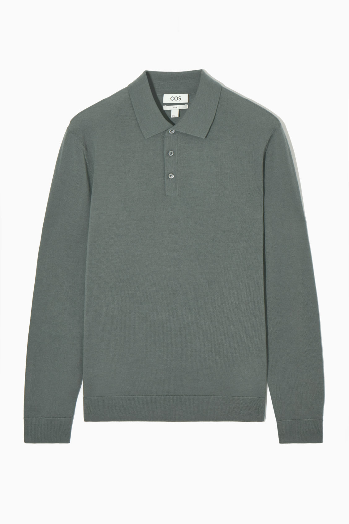 COS Merino Wool Polo Shirt in GREEN | endource