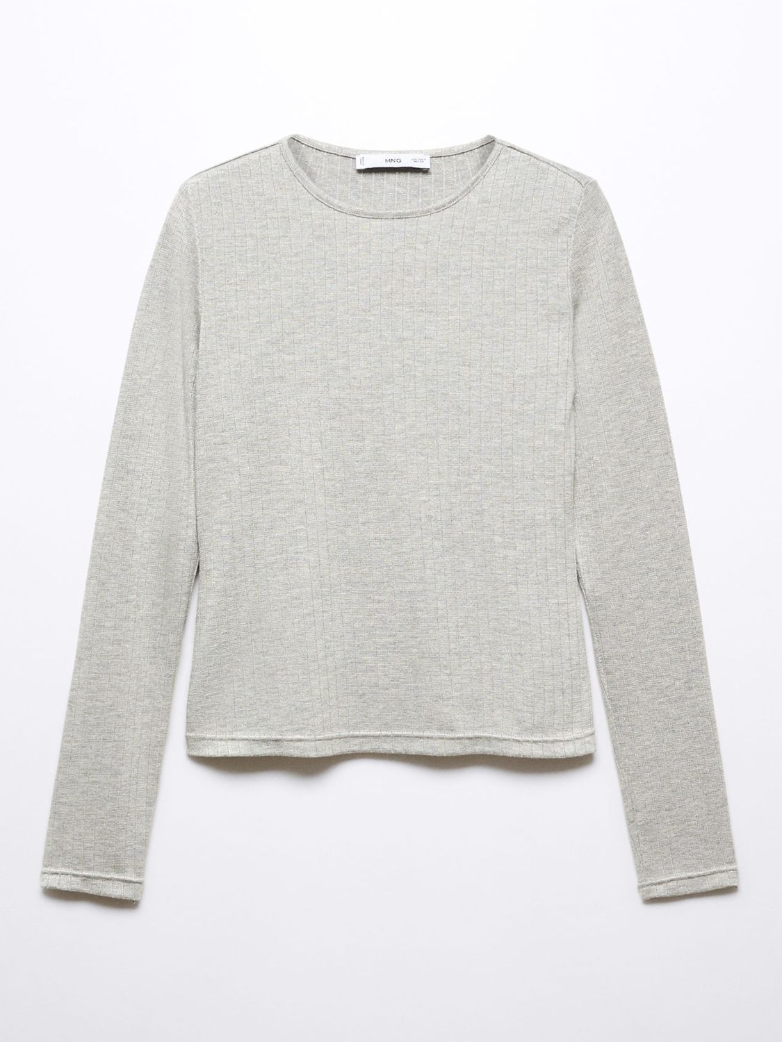 MANGO Chicago Long Sleeve Ribbed Top in Medium Grey | Endource