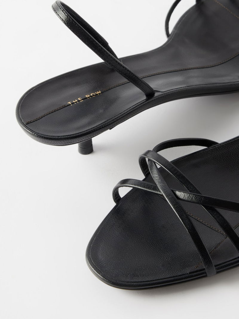 THE ROW Harlow 35 Leather Sandals in Black | Endource