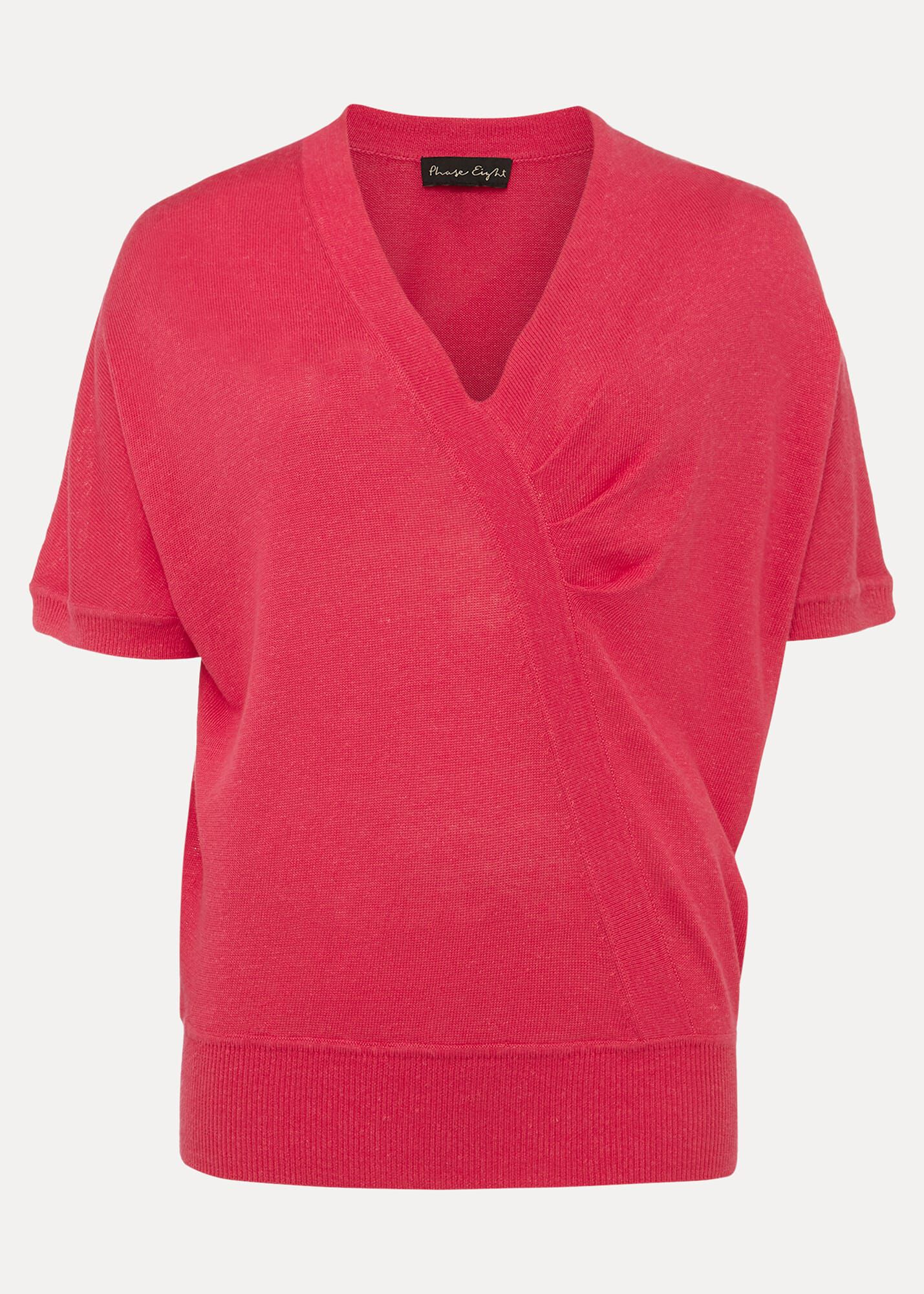 PHASE EIGHT Josie Linen Knit Top in Raspberry | Endource