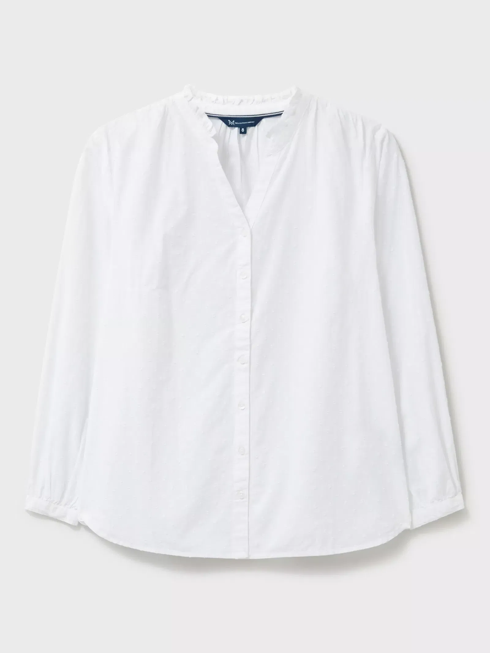 CREW CLOTHING Jilly Ruffle Neck Shirt in White | Endource