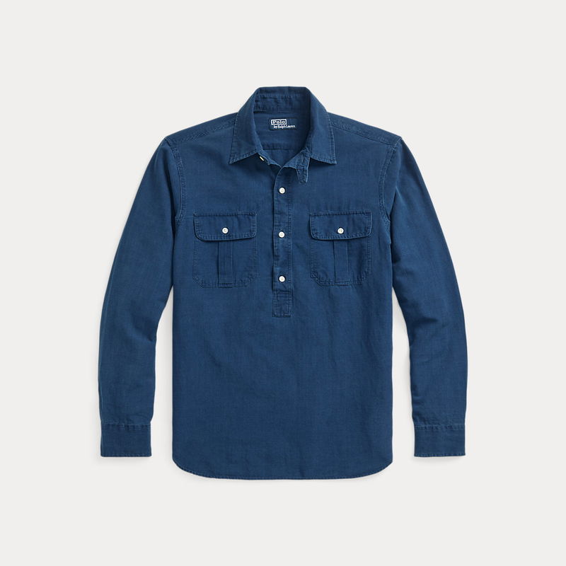 Polo Ralph Lauren Classic Fit Indigo Popover Workshirt In Blue Endource