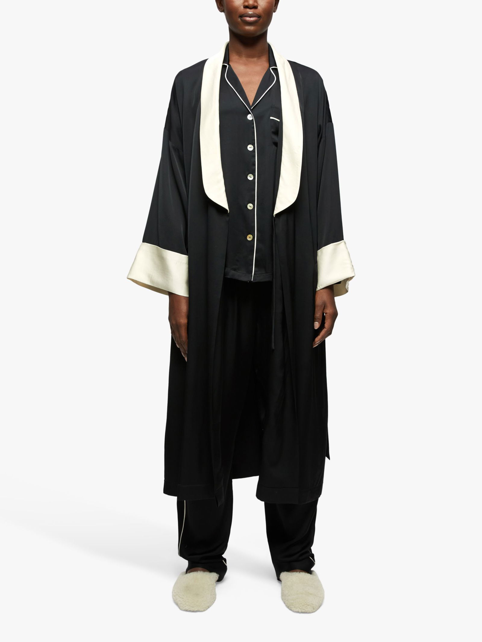 JIGSAW Elise Satin Contrast Trim Robe | Endource