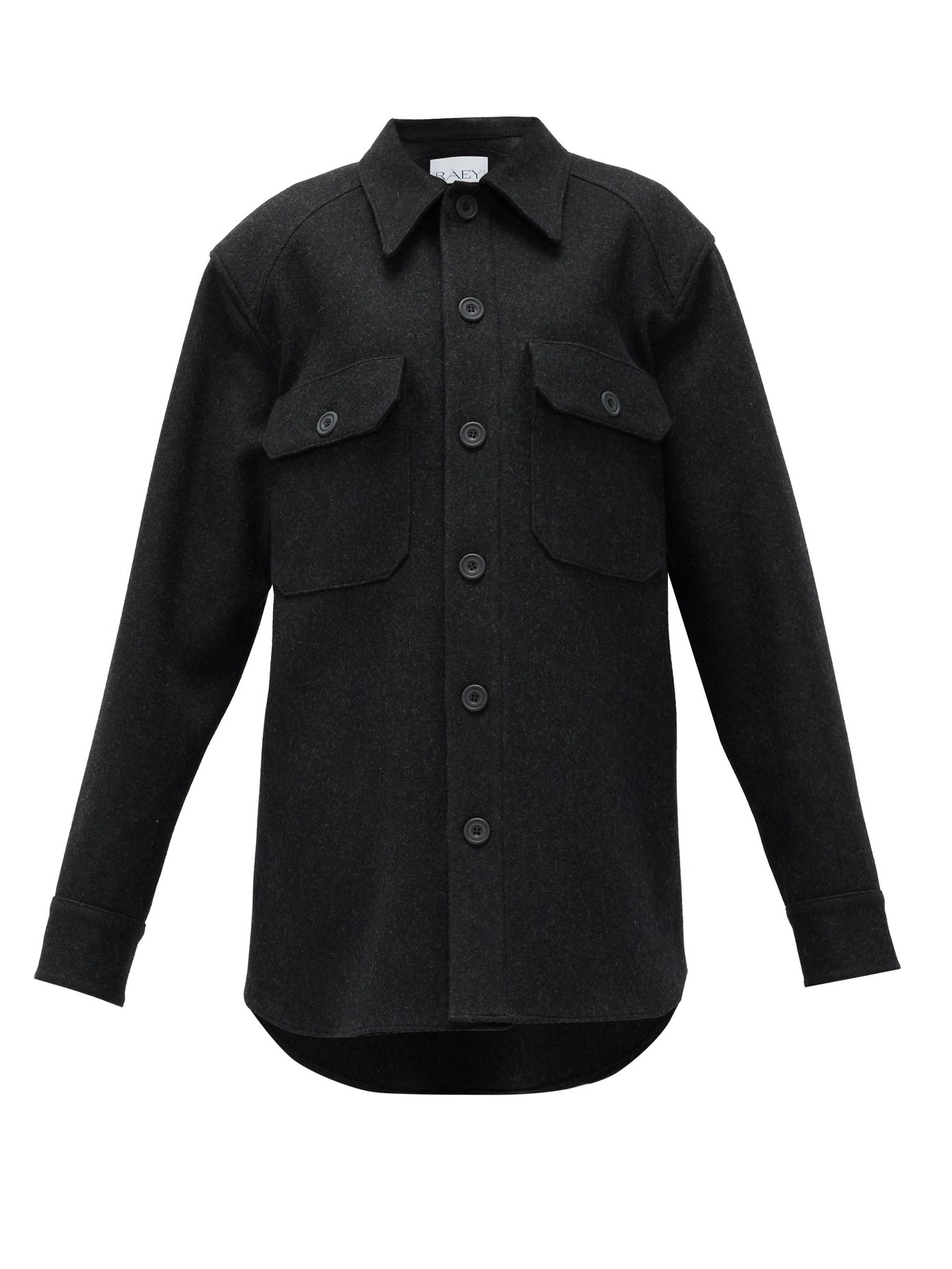 RAEY Oversized Wool Army Shacket in Grey | Endource