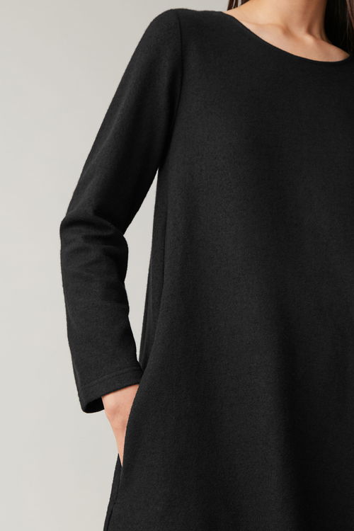 COS A-Line Wool-Cotton Dress in Black | endource