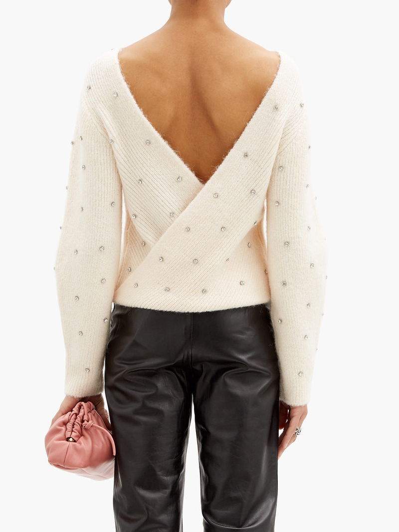 SELF-PORTRAIT Crystal-Embellished Wrap-Front Sweater | Endource