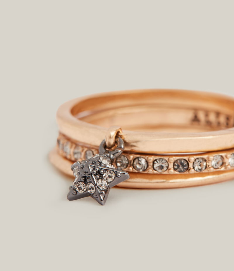 ALLSAINTS Cosma Ring Set in Hematite/Warm Brass | Endource