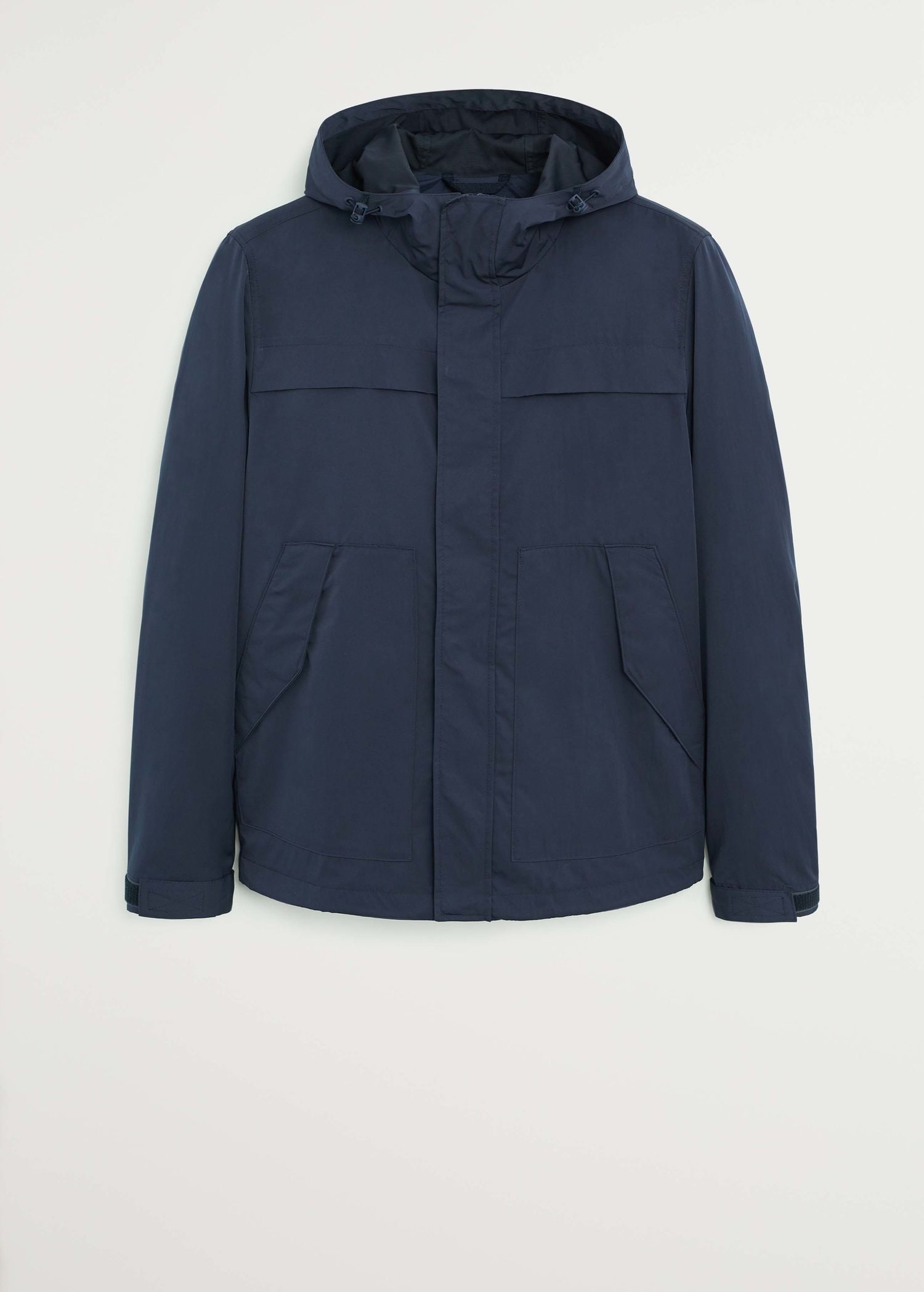 MANGO Raincoat Hooded Jacket in Dark Navy | endource