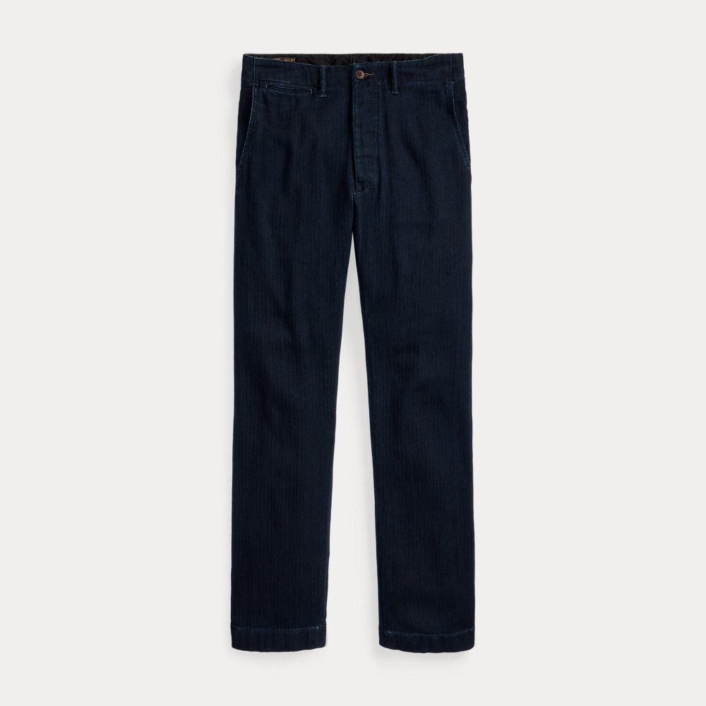 RALPH LAUREN RRL Indigo Herringbone Officer's Trouser in Blue | endource