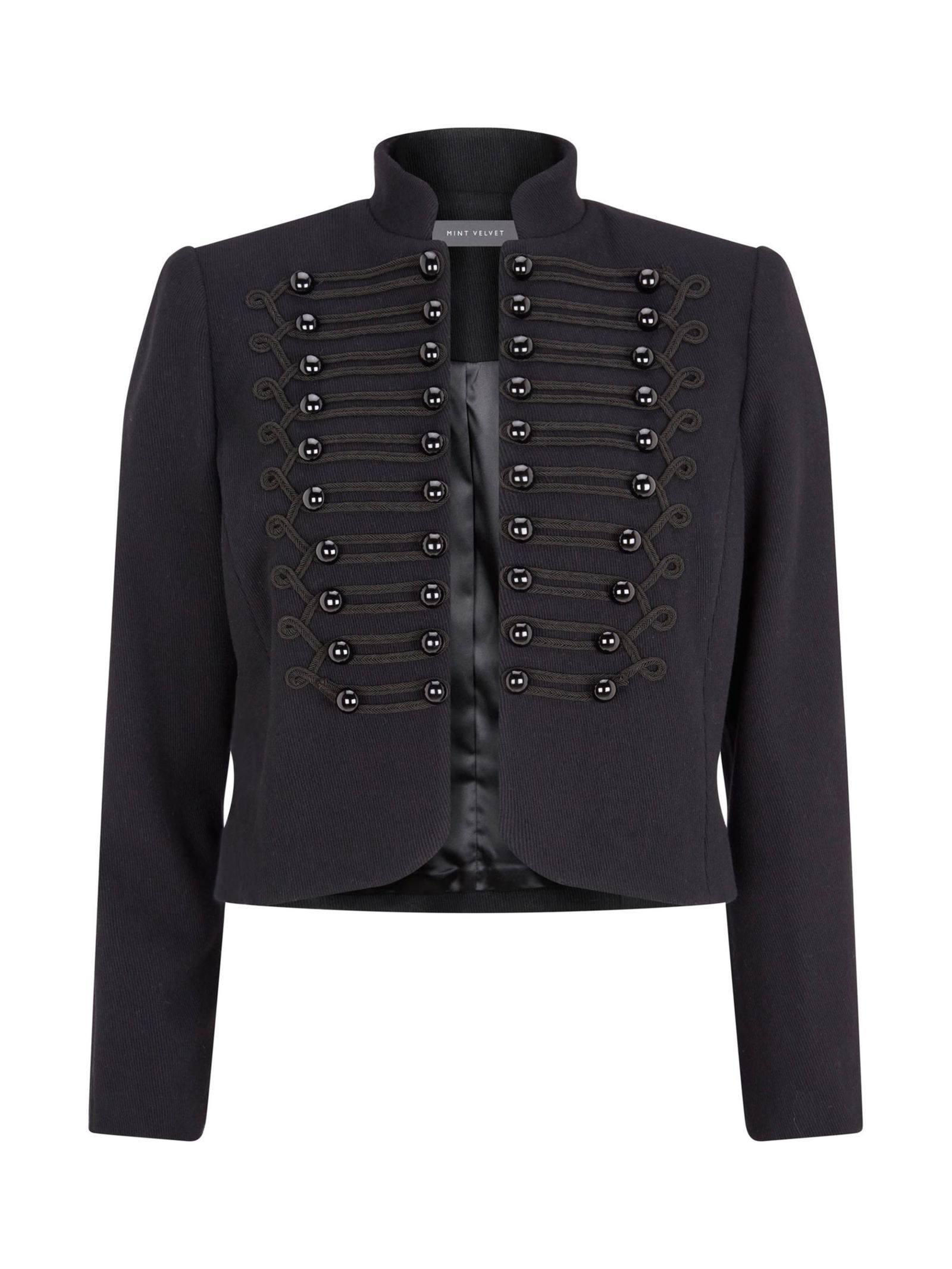 MINT VELVET Cropped Military Jacket in Black | endource