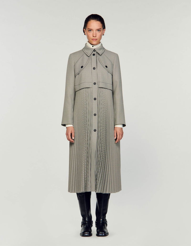 SANDRO Houndstooth Trench Coat | endource