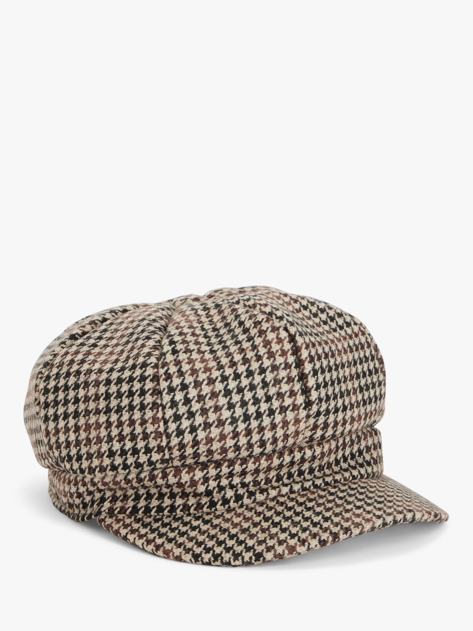 JOHN LEWIS Mini Houndstooth Bakerboy Hat in Brown | endource