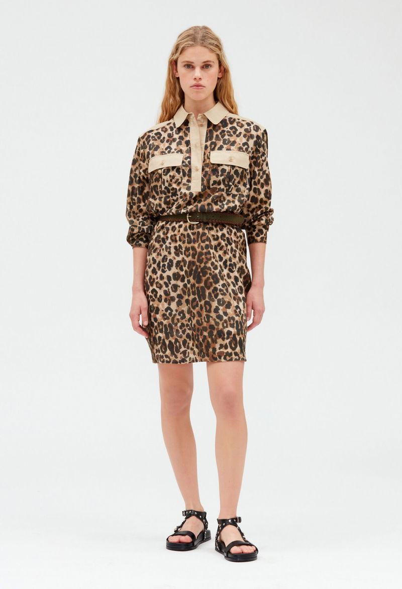 CLAUDIE PIERLOT Leopard Midi Shirt Dress | endource CLAUDIE PIERLOT Leopard Midi Shirt Dress | endource