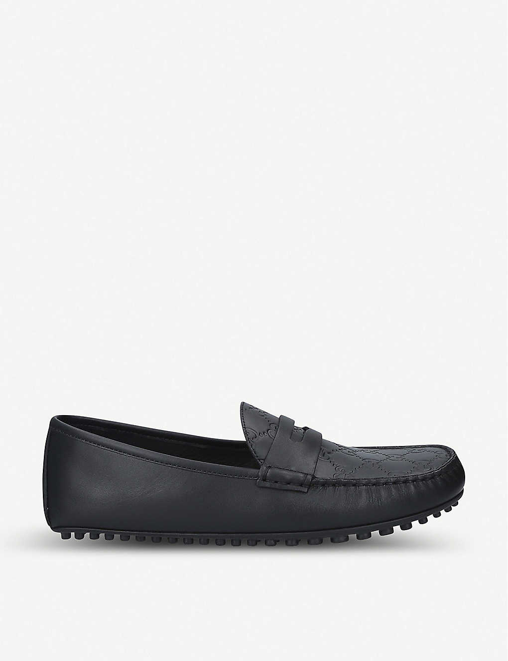 GUCCI Kanye Monogram Leather Driver Shoes in BLACK | Endource