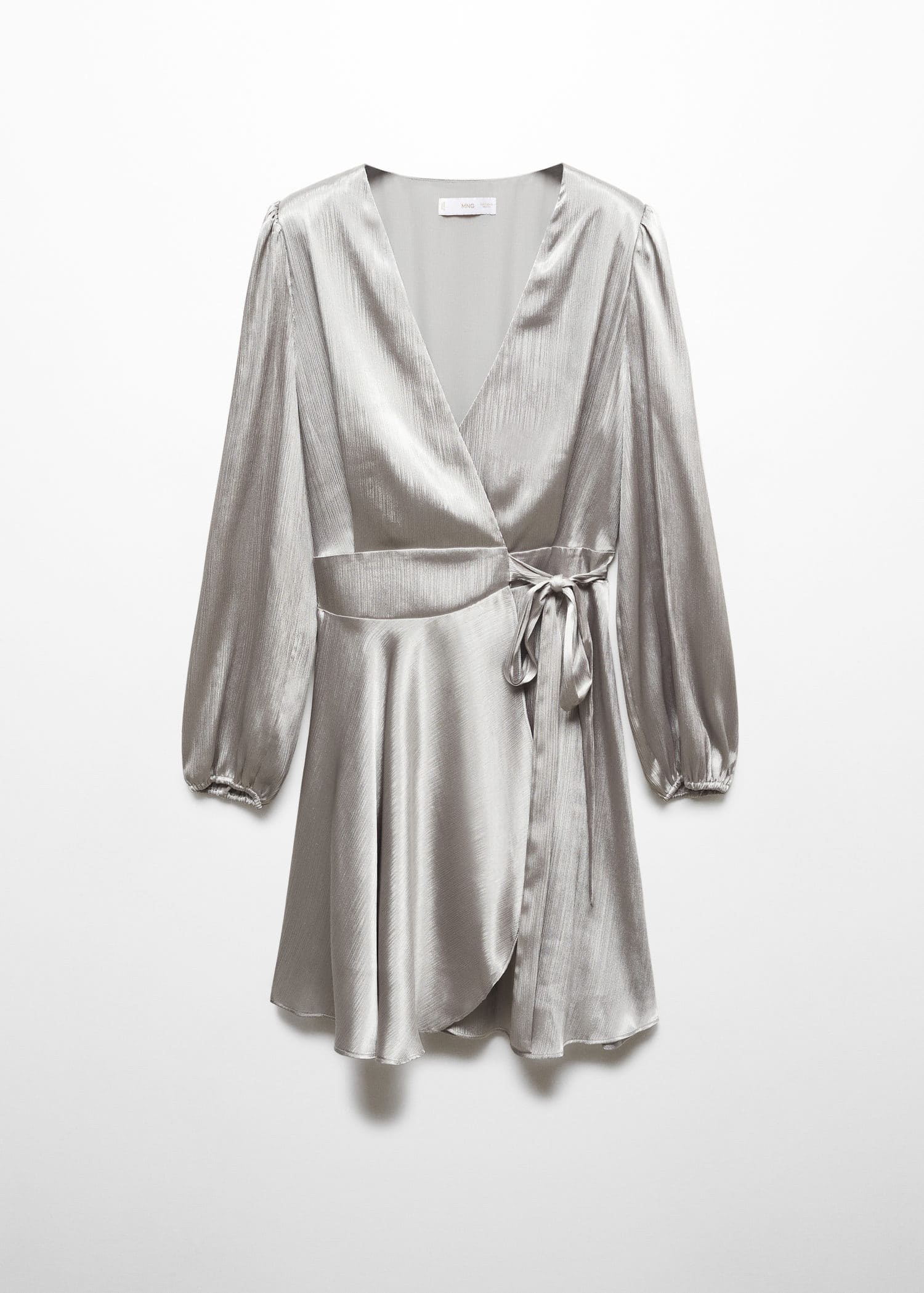 MANGO Wrapped Satin Dress in Silver | Endource