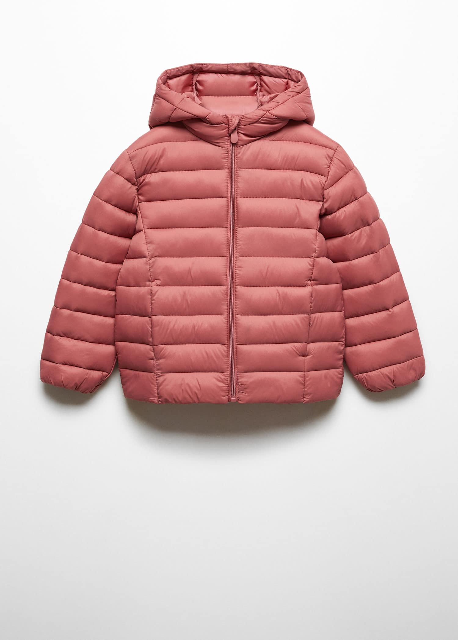 MANGO Quilted Hooded Jacket in Cherry | endource