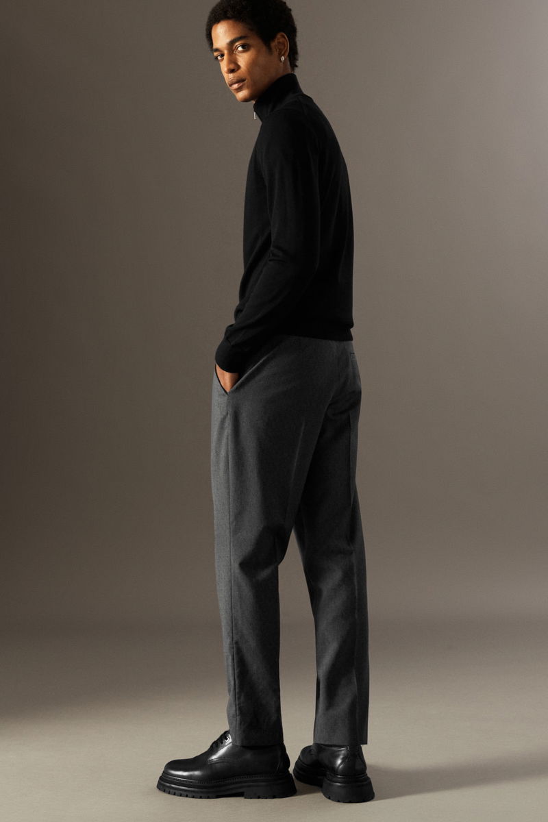 COS Slim Wool-Jacquard Trousers | Endource
