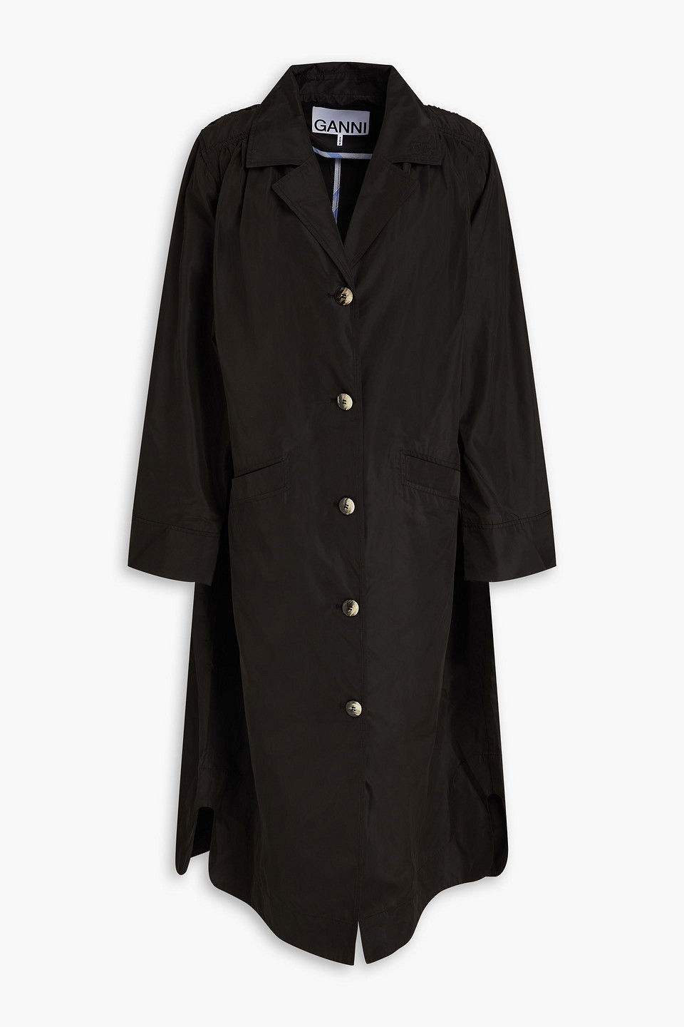 GANNI Shell Coat in Black | endource