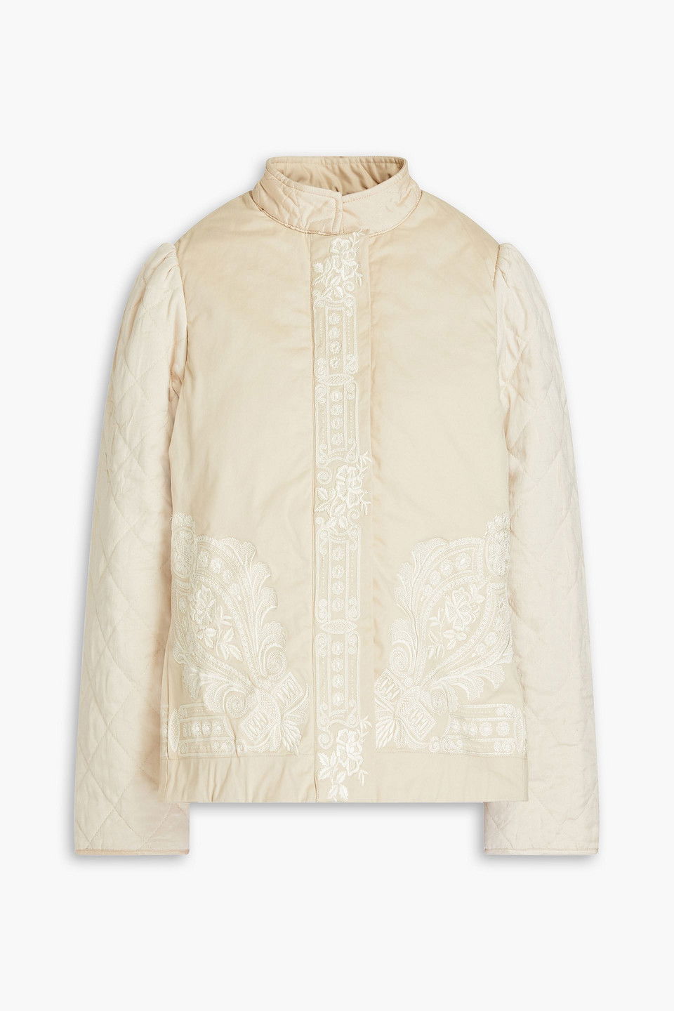BYTIMO Gathered Embroidered Cotton-Blend Jacket | endource