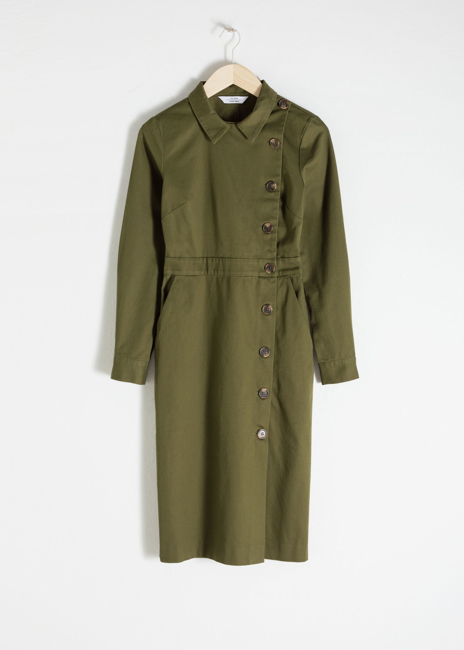 & OTHER STORIES Cotton Utilitarian Midi Dress in Khaki | endource
