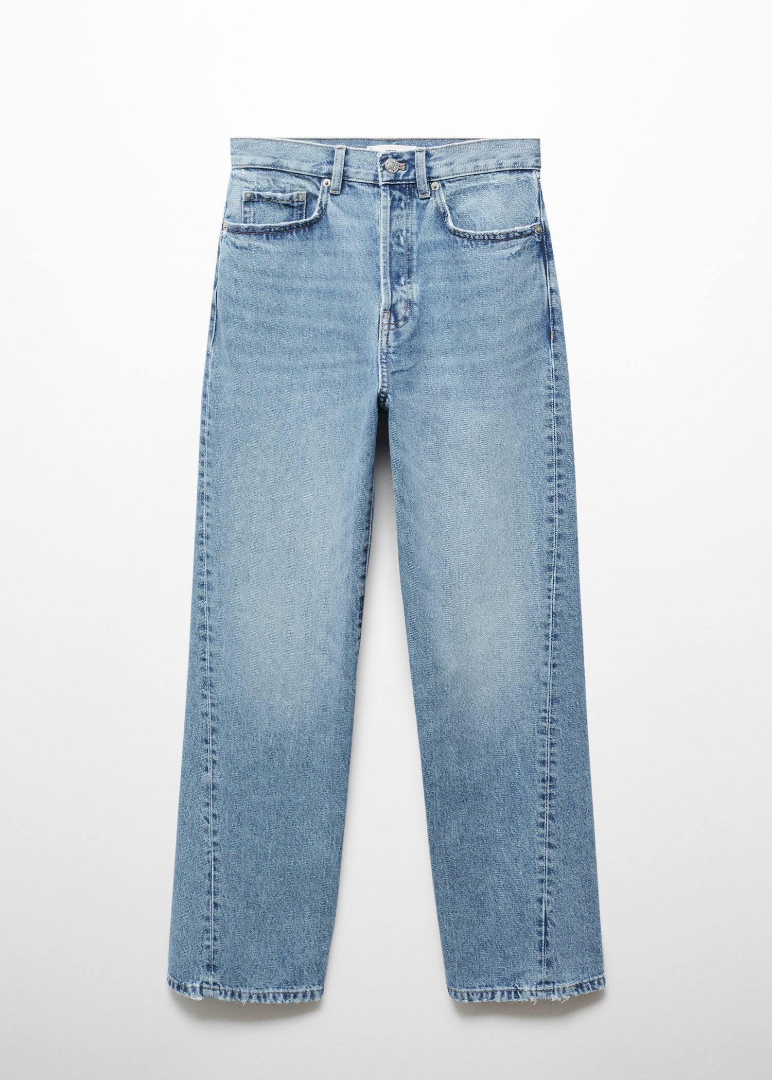 MANGO Straight Jeans With Forward Seams in Medium Blue | Endource