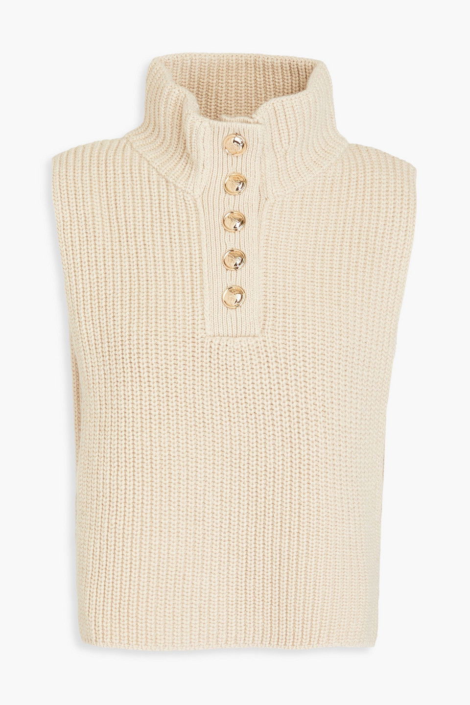 SANDRO Ribbed Wool Dickey in Neutral | endource