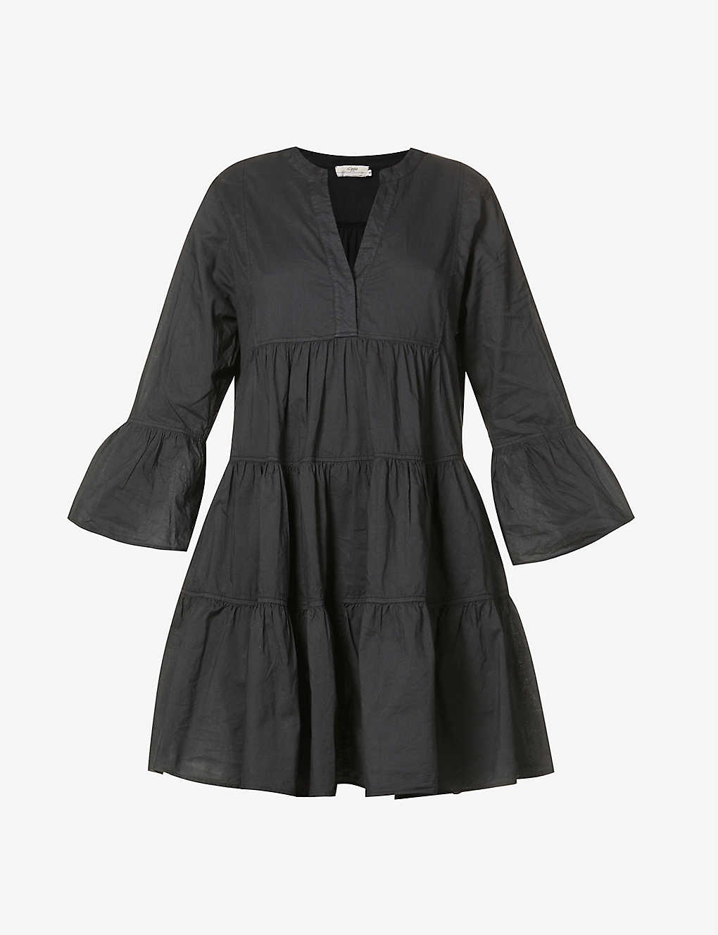 DEVOTION Ikaria V-Neck Cotton Mini Dress in CARBONE | Endource
