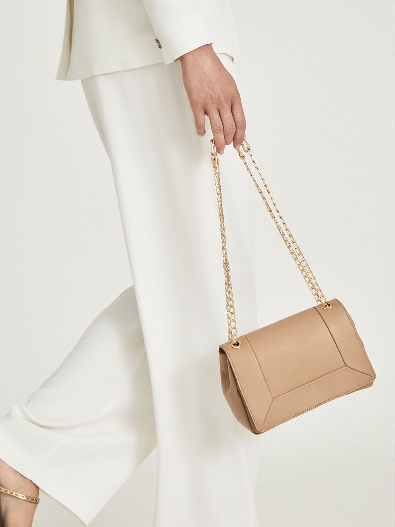 REISS Alma Leather Cross-Body Bag in Tan | endource