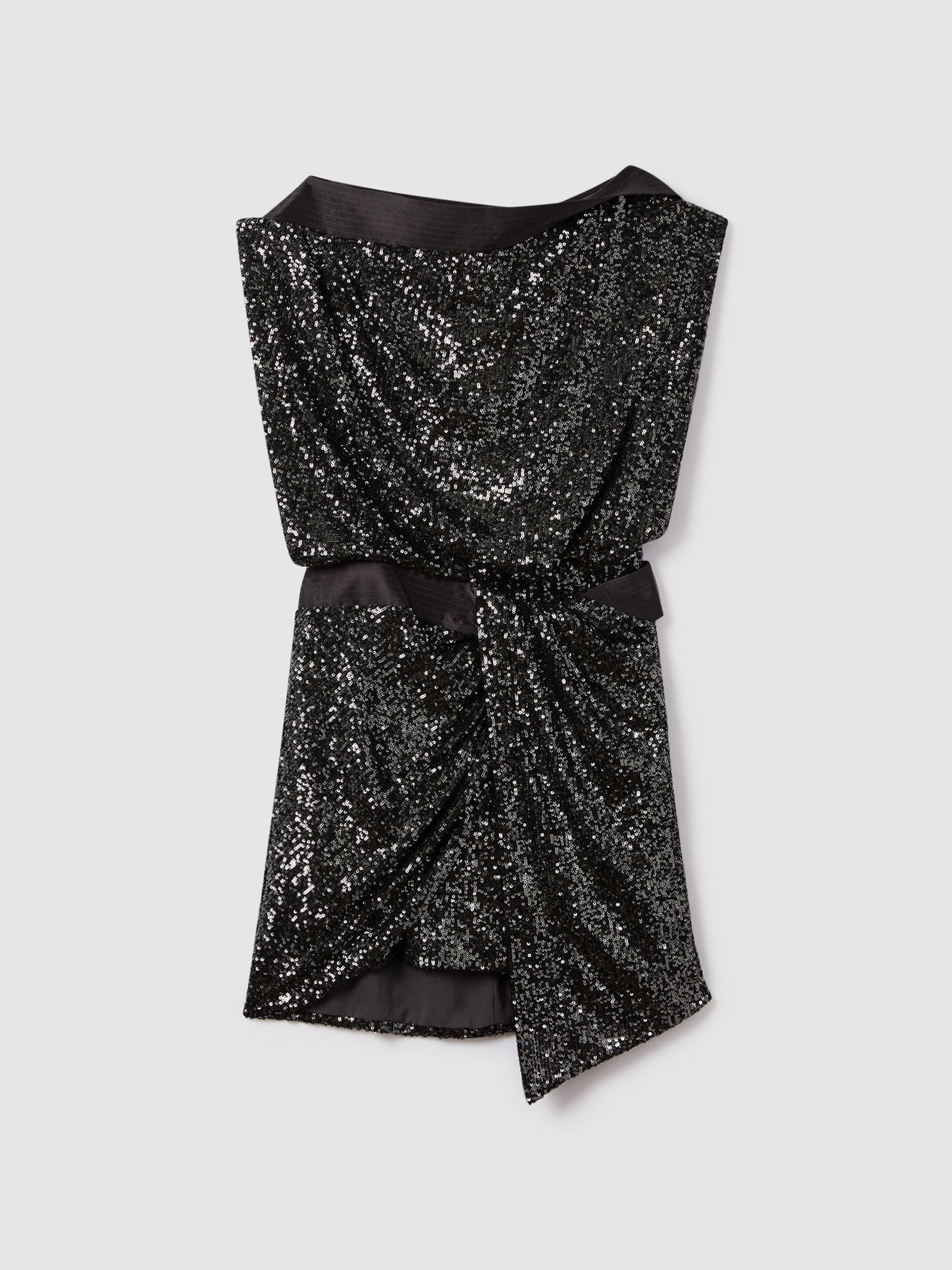 HALSTON Tyler Sequin Mini Dress in Ash | endource