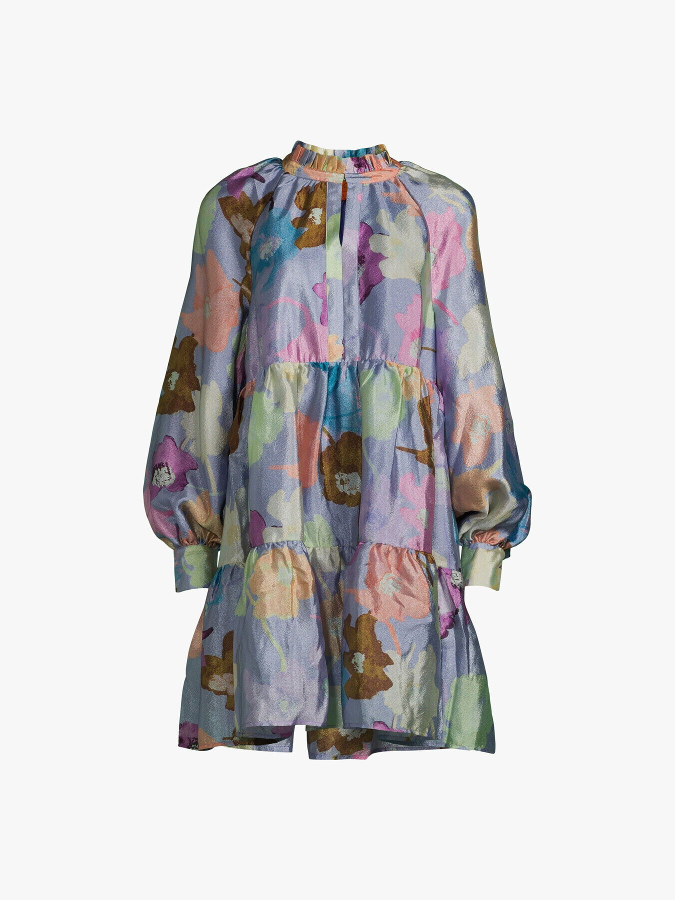 STINE GOYA Jasmine Dress in Filigran Flower Blue | Endource