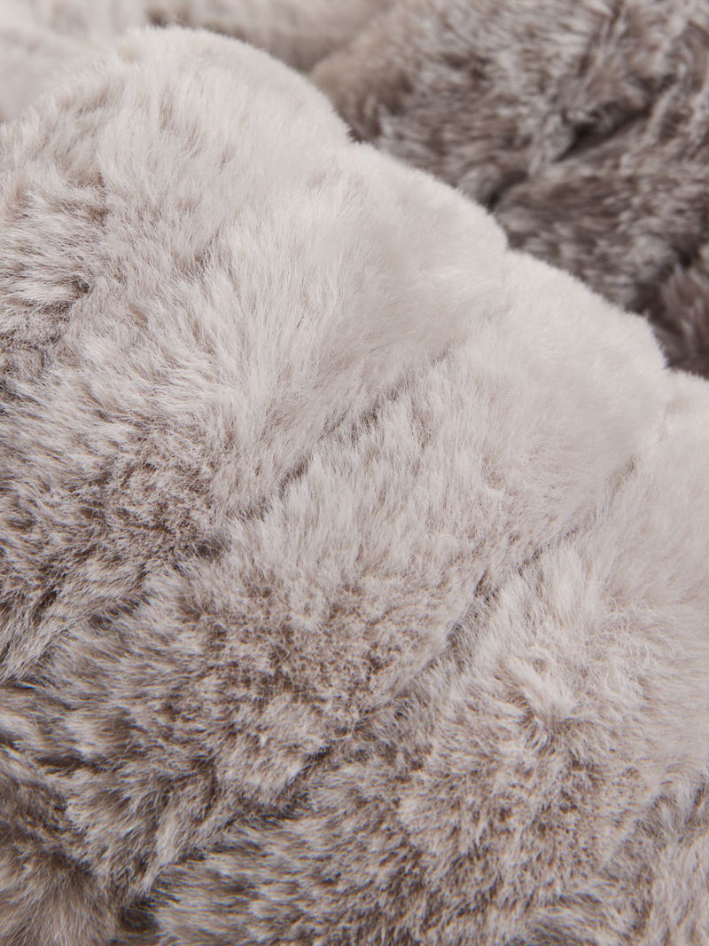 TED BAKER Lopsey Faux Fur Mule Slippers in Grey | endource