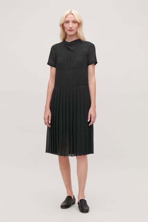 COS Draped-Neck Pleated Dress | endource