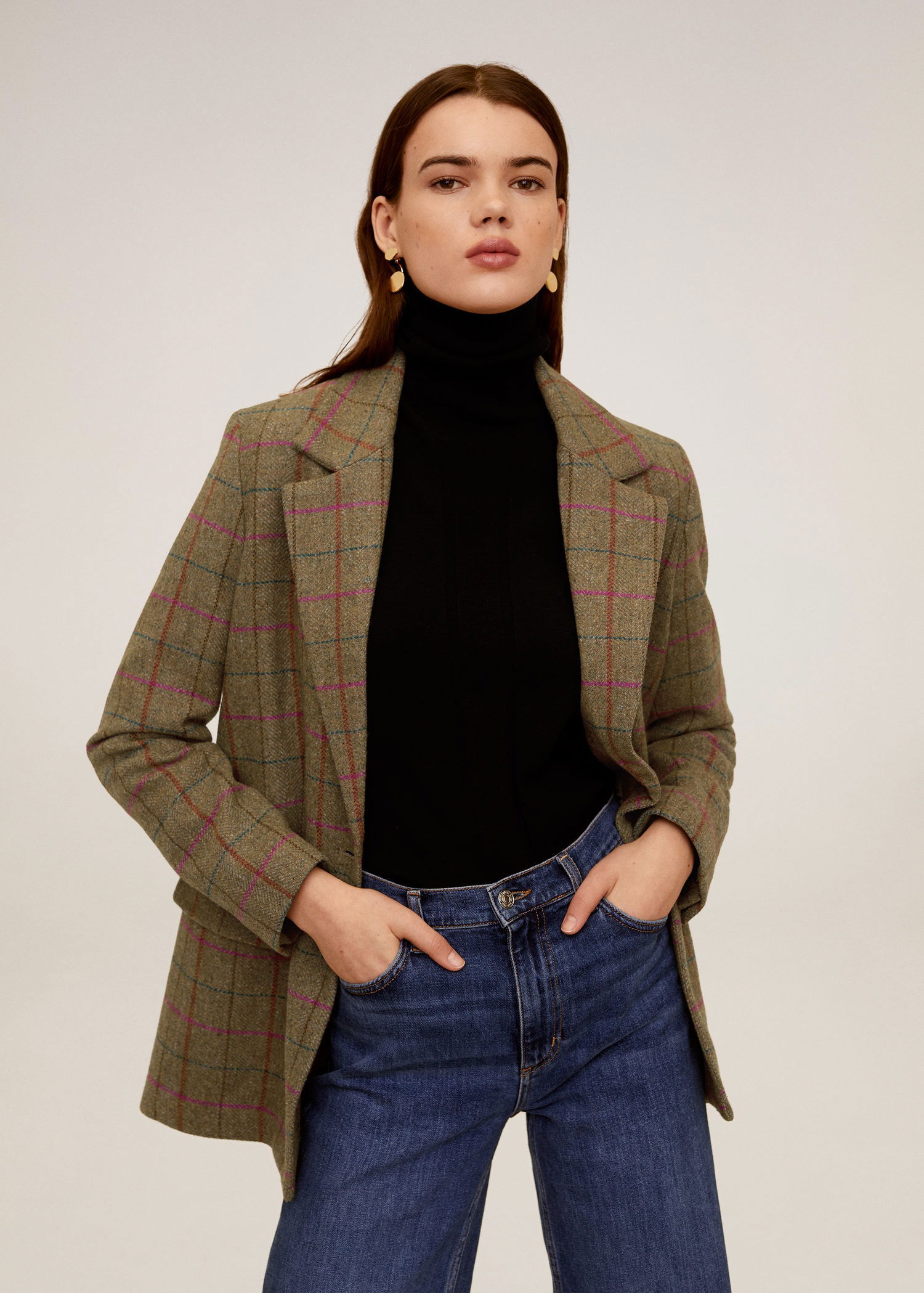 MANGO Check Wool Blazer | endource
