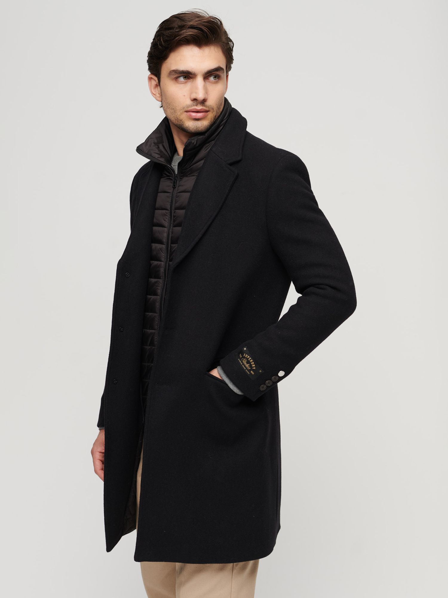SUPERDRY 2 In 1 Wool Town Coat in Black | endource