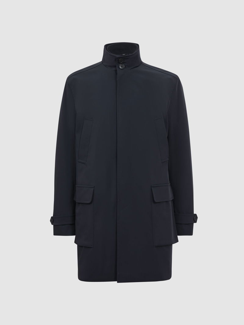 REISS Player Funnel Neck Removable Insert Jacket in Navy | Endource