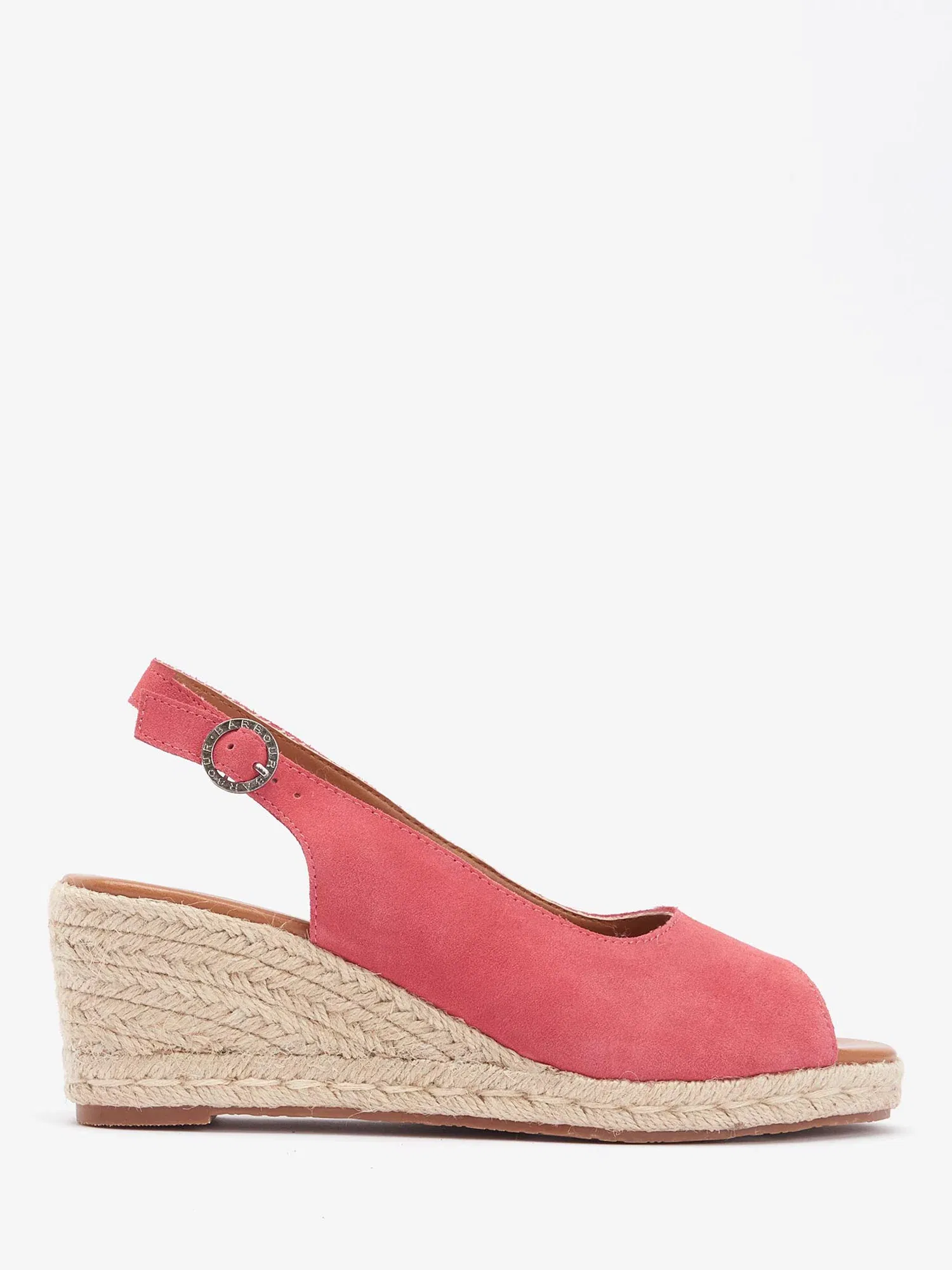 BARBOUR Nadia Suede Wedge Sandals in Natural | endource