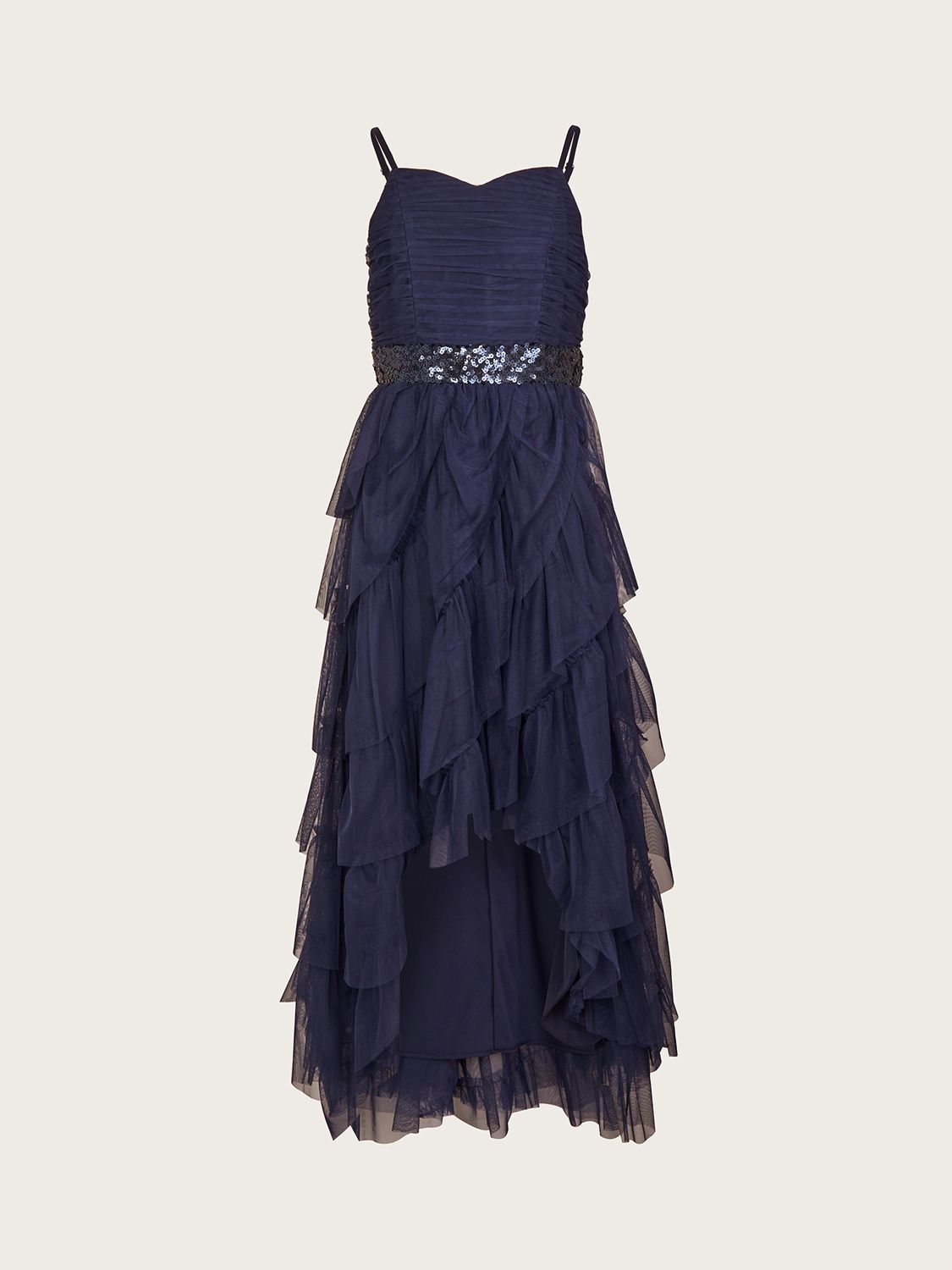 Monsoon Zenaya Ruffle Prom Dress in Pale Pink | endource