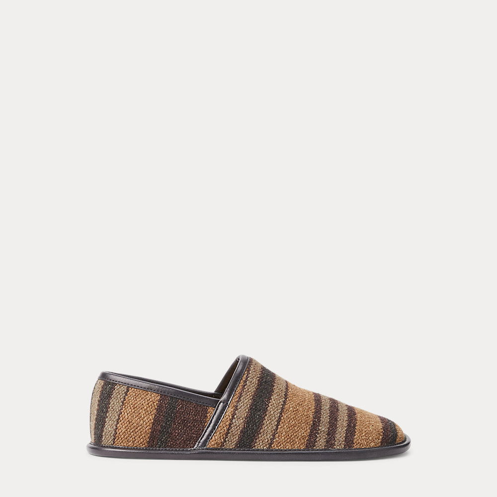 RALPH LAUREN RRL Shearling-Lined Handwoven Slipper in Grey | endource