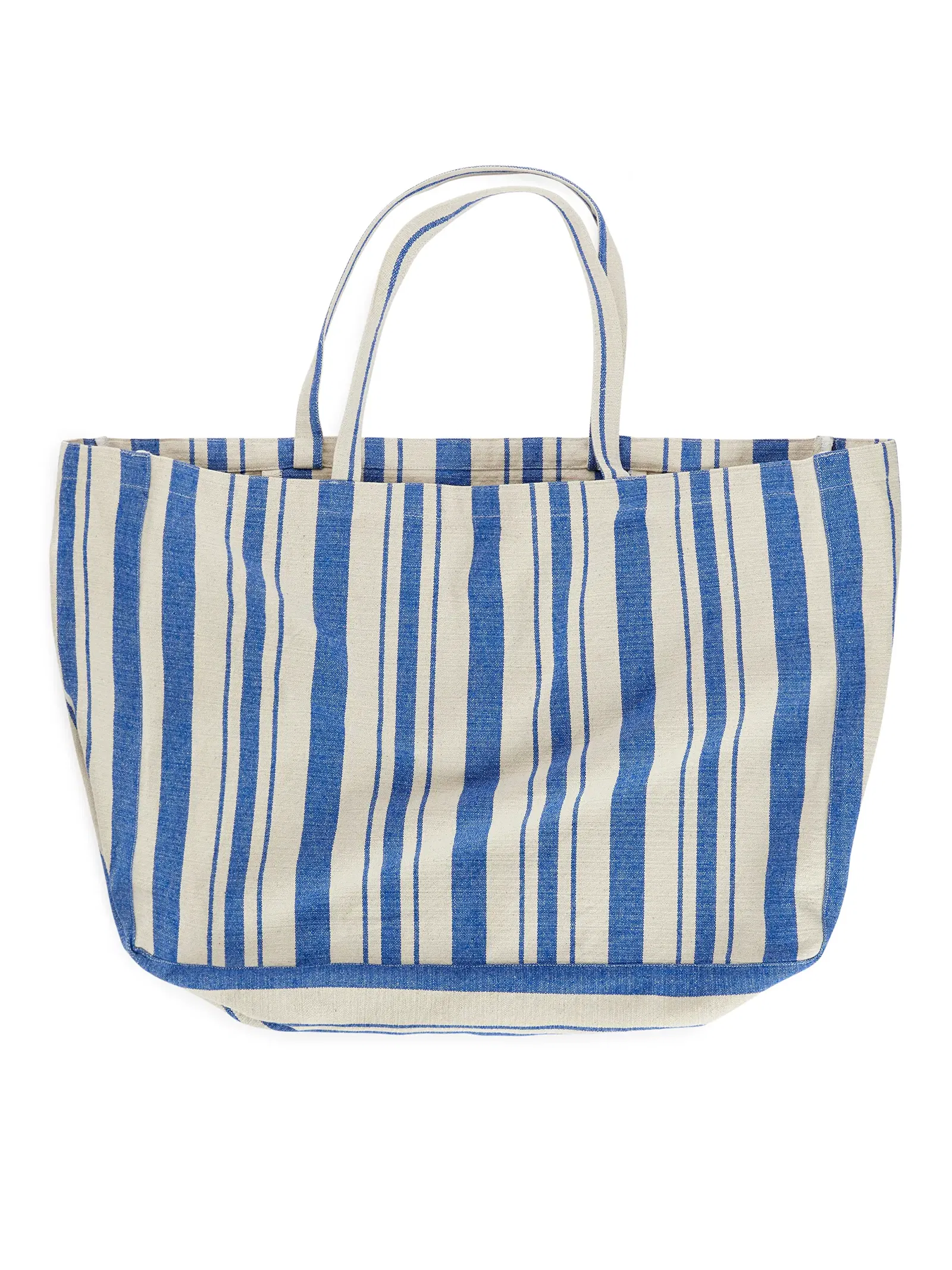 ARKET Large Beach Bag in Blue/Off White | endource