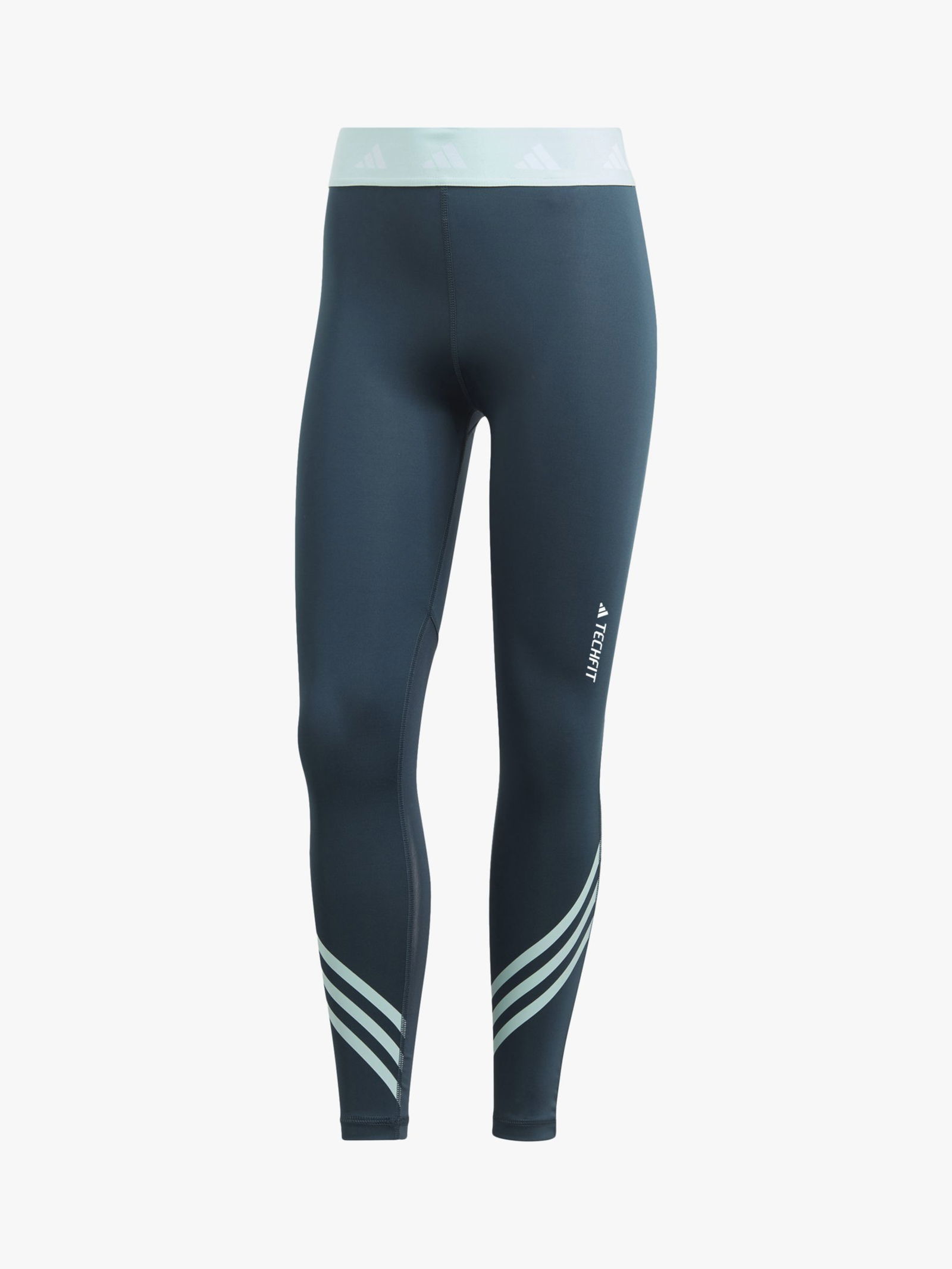 Adidas Techfit 3 Stripes 7 8 Running Leggings In Arctic Night Aqua