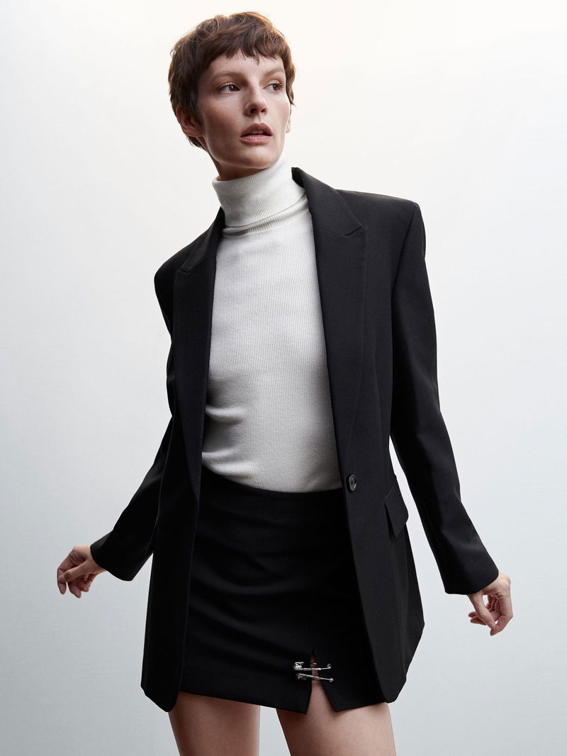 MANGO Pin Mini Skirt in Black | Endource