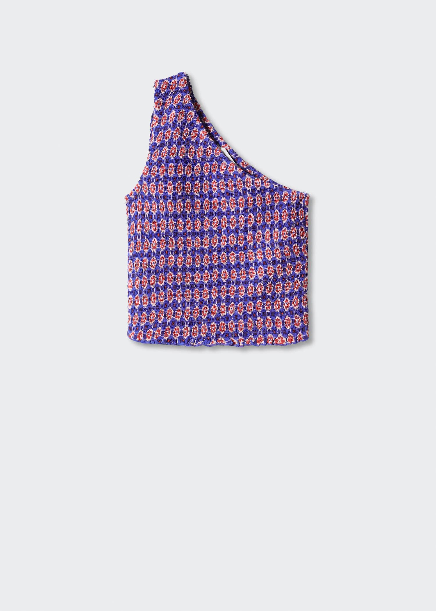MANGO Asymmetric Printed Top in Blue | Endource