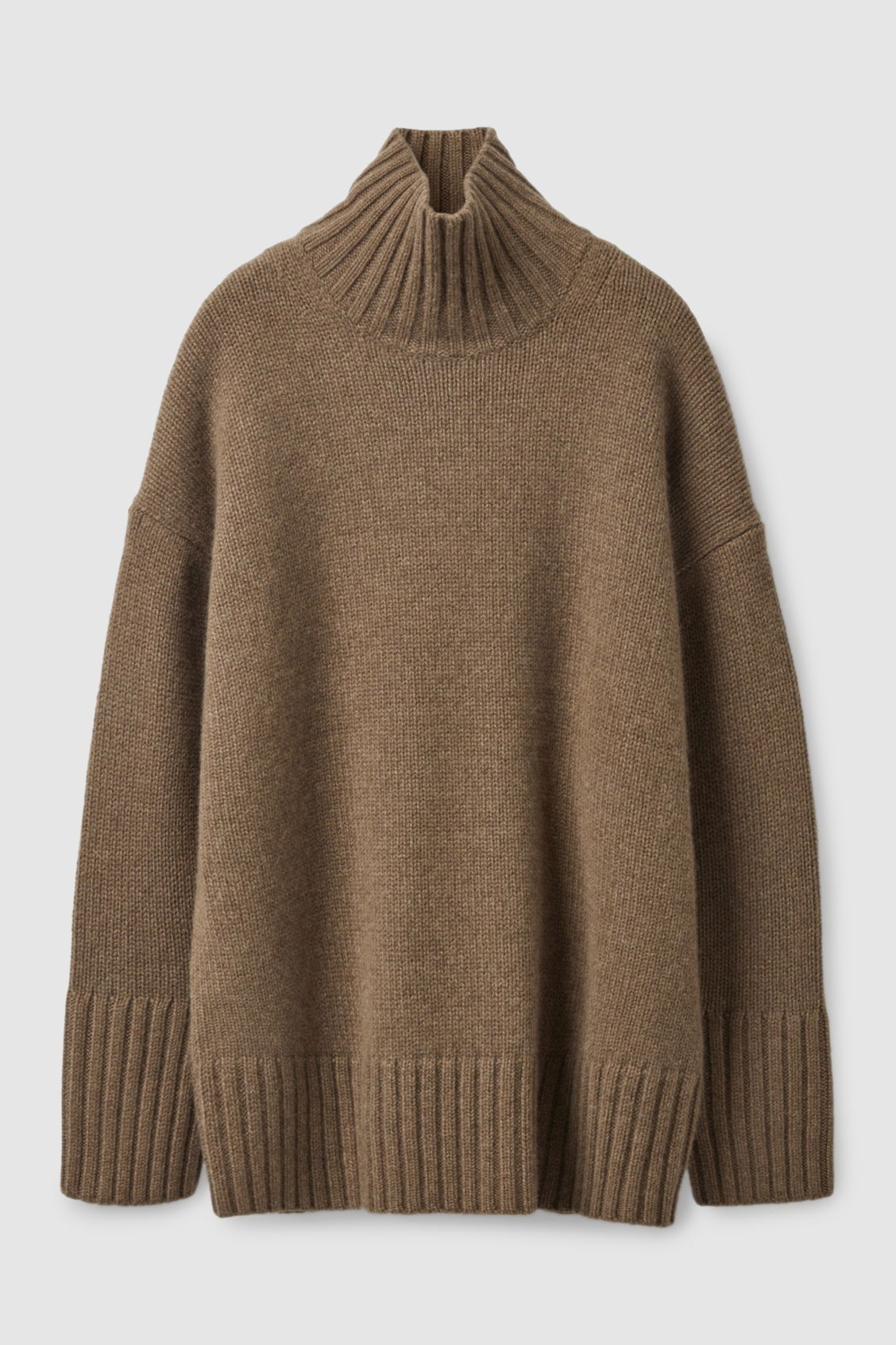 COS Cashmere Funnel Neck Jumper in brown | endource