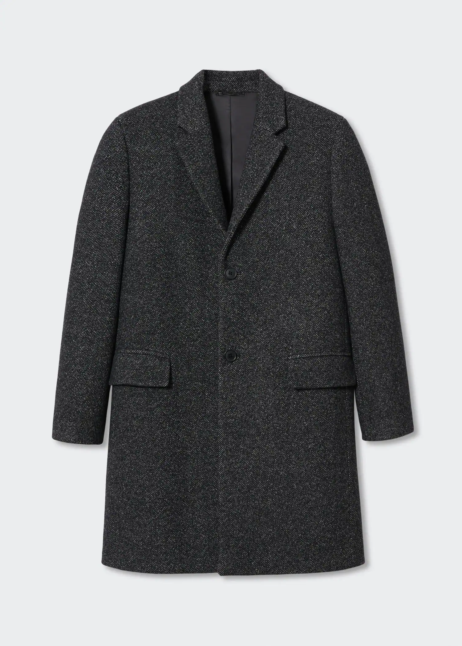 MANGO Flecked Wool-Blend Coat in Charcoal | endource