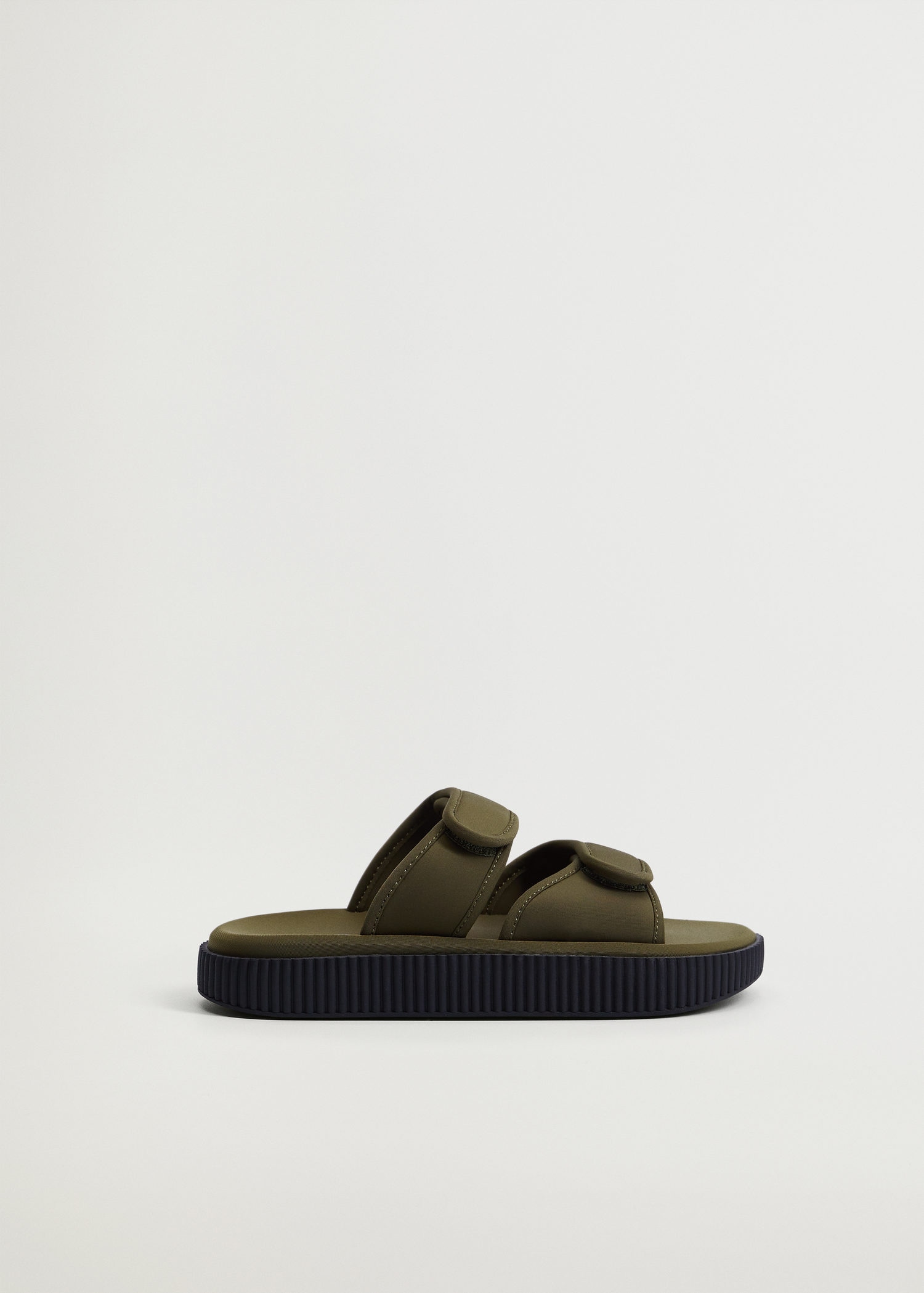 MANGO Velcro Strap Sandal in Khaki | Endource