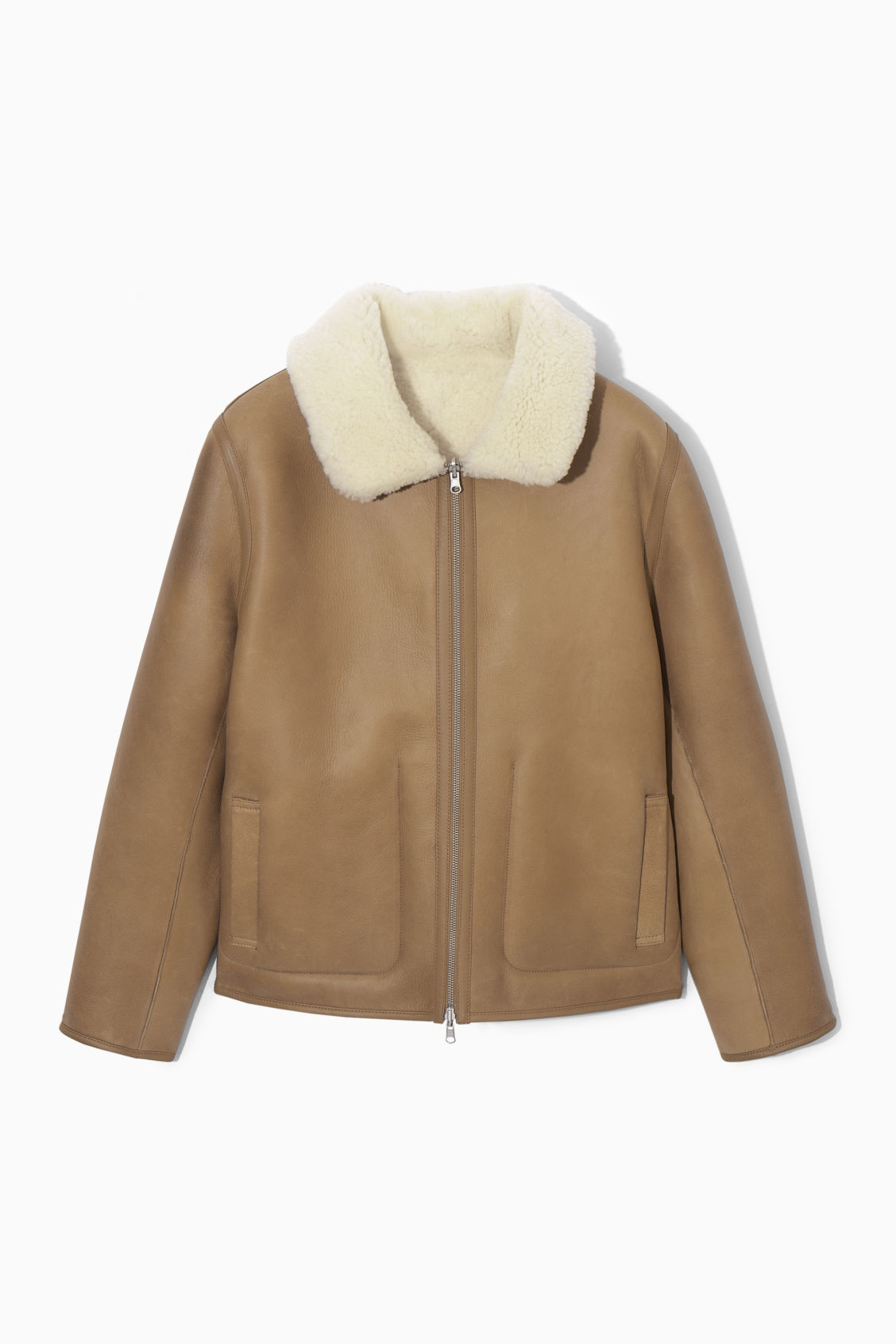 COS Reversible Shearling Jacket in CAMEL / ECRU | Endource