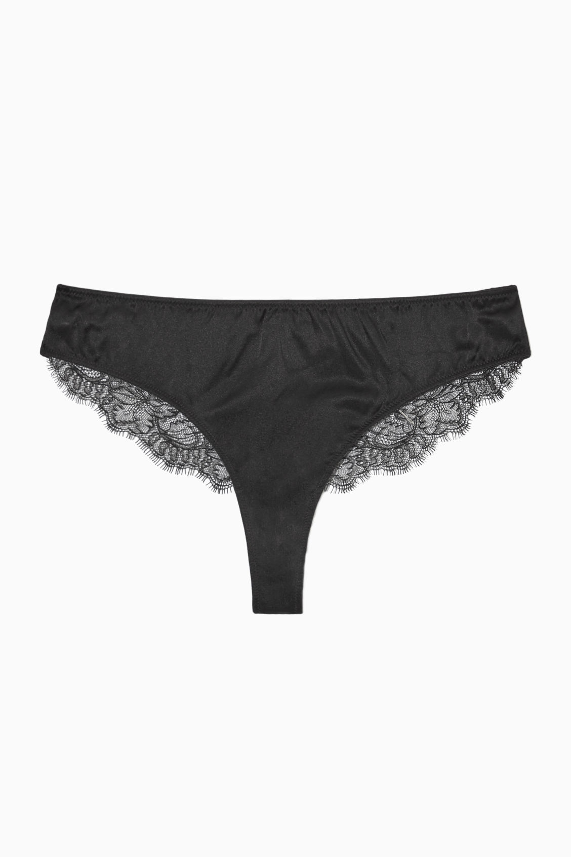 COS Lace-Trimmed Silk Briefs in BLACK | Endource